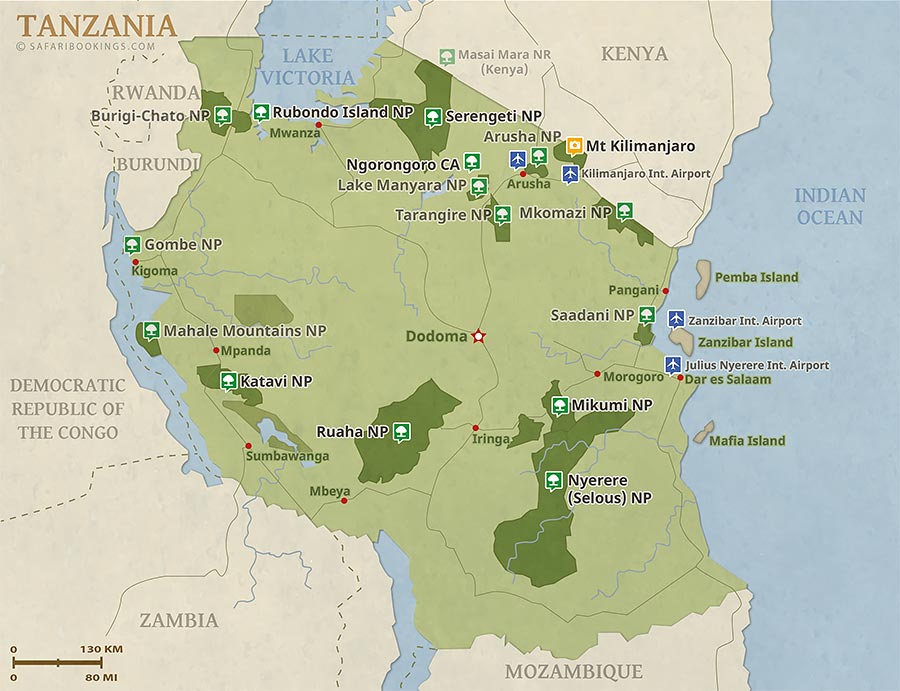 Přehled safari parků v Tanzanii - Marco Polo - Cestovní kancelář